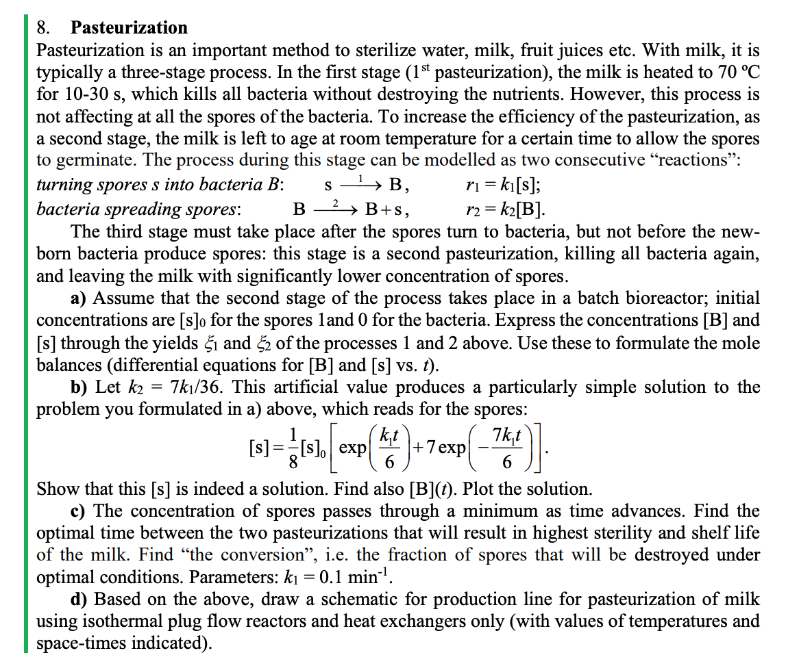 Solved PasteurizationPasteurization is an important method | Chegg.com