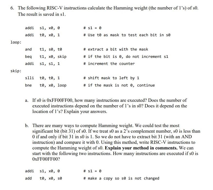 Solved 6. The following RISC-V instructions calculate the | Chegg.com