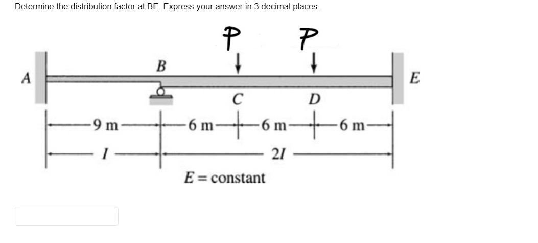 Solved Determine the distribution factor at BE. Express your | Chegg.com