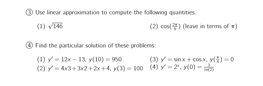 Solved 3 Use linear approximation to compute the following | Chegg.com
