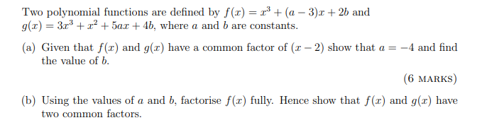 Solved Two polynomial functions are defined by f(1) = ?? + | Chegg.com