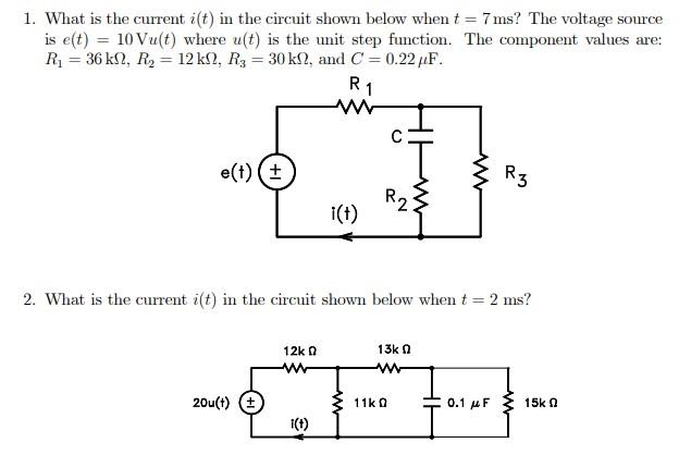 Solved 1. What is the current i(t) in the circuit shown | Chegg.com