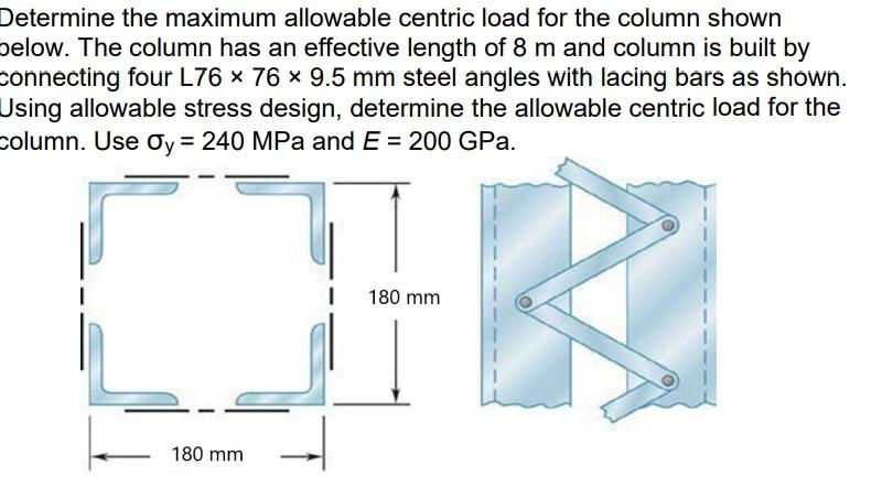 Solved Determine the maximum allowable centric load for the | Chegg.com