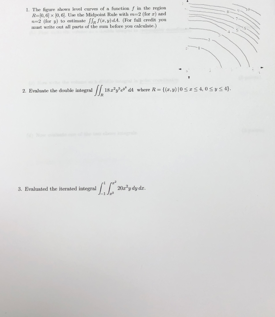 Solved 1. The figure shows level curves of a function f in | Chegg.com