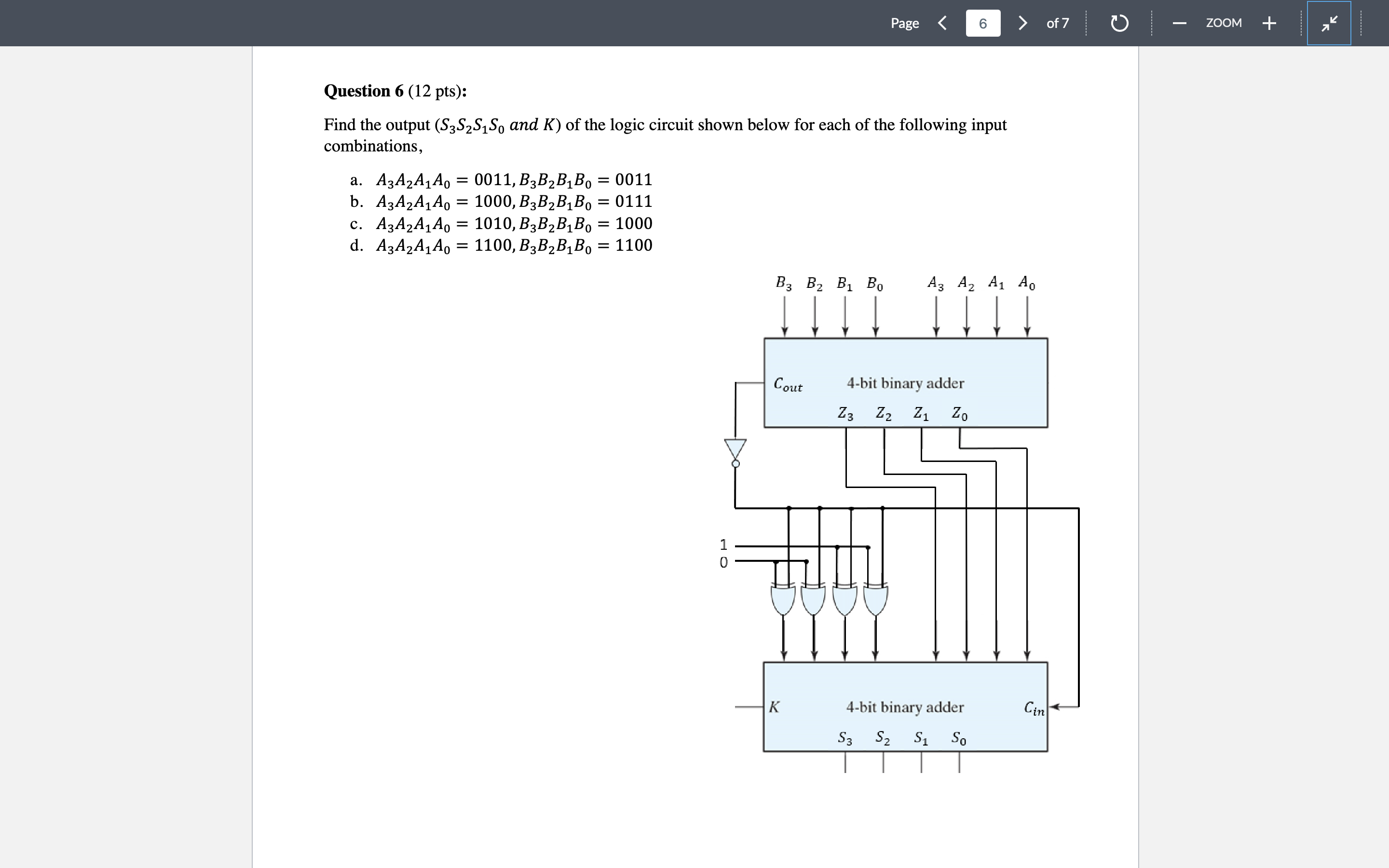 Solved Find the output (S3S2S1S0 and K) of the logic circuit | Chegg.com
