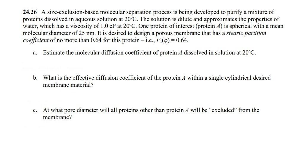Solved 24.26 A size-exclusion-based molecular separation | Chegg.com