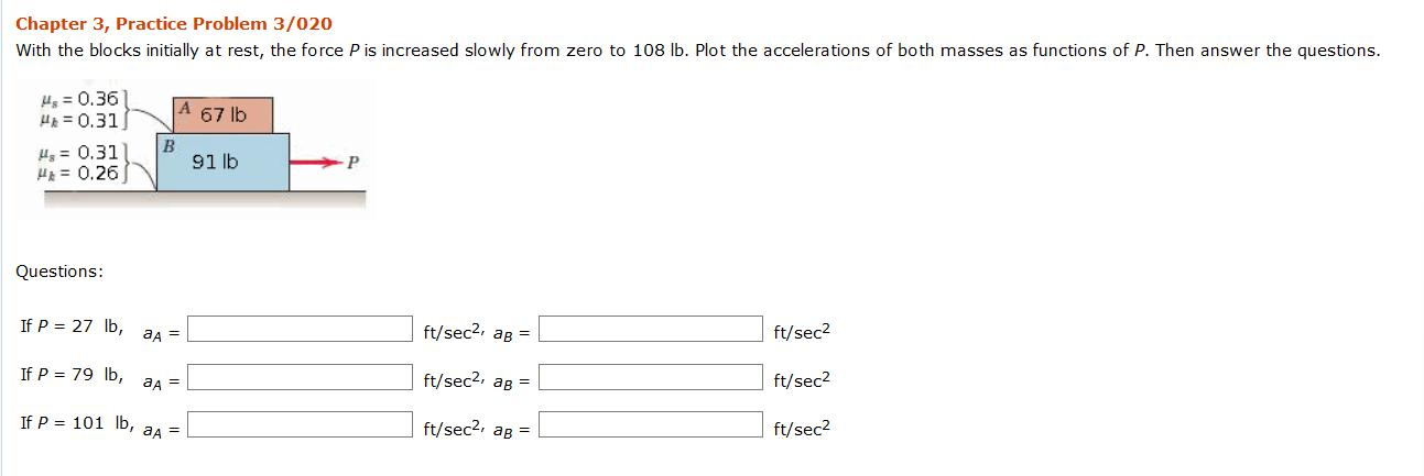 Solved Chapter 3, Practice Problem 3/020 With the blocks | Chegg.com