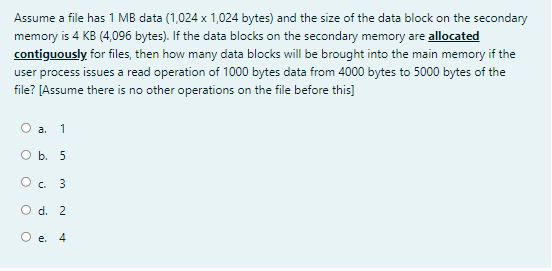 Solved Assume a file has 1 MB data (1,024 x 1,024 bytes) and | Chegg.com