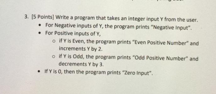 Solved 3. [5 Points] Write a program that takes an integer | Chegg.com