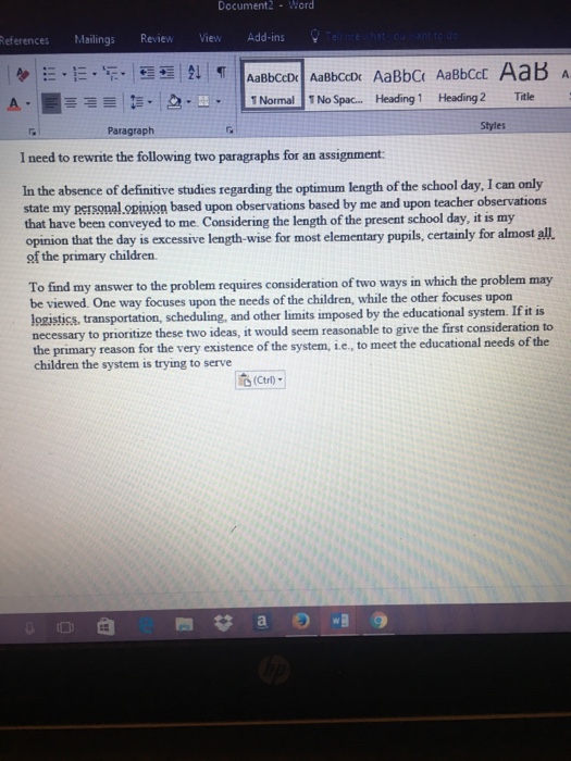 Solved I need to rewrite the following two paragraphs for an | Chegg.com
