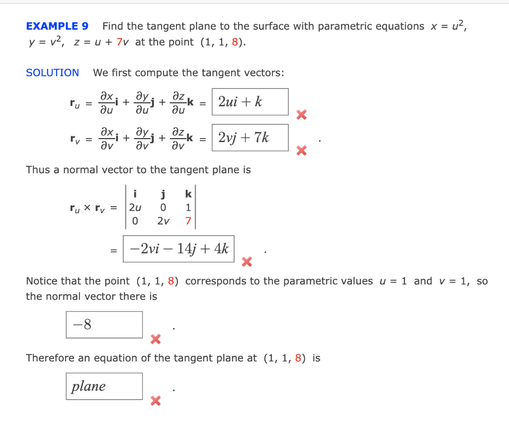 Solved EXAMPLE 9 Find the tangent plane to the surface with | Chegg.com