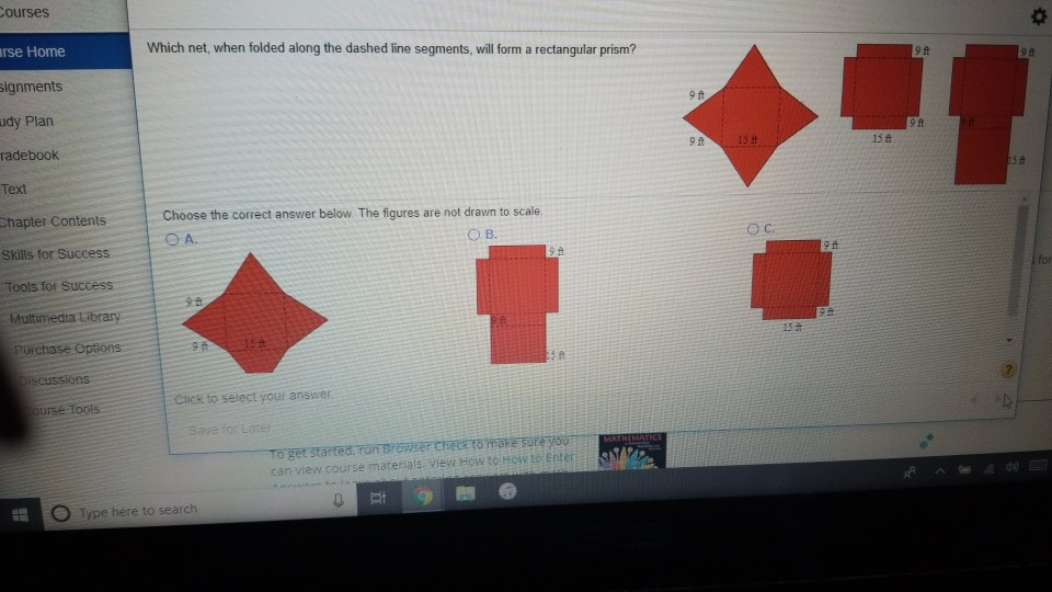 Solved ourses Which net, when folded along the dashed line | Chegg.com