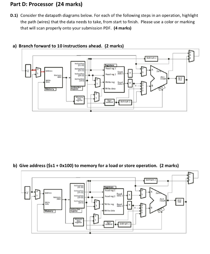 Part D: Processor (24 marks) D.1) Consider the | Chegg.com