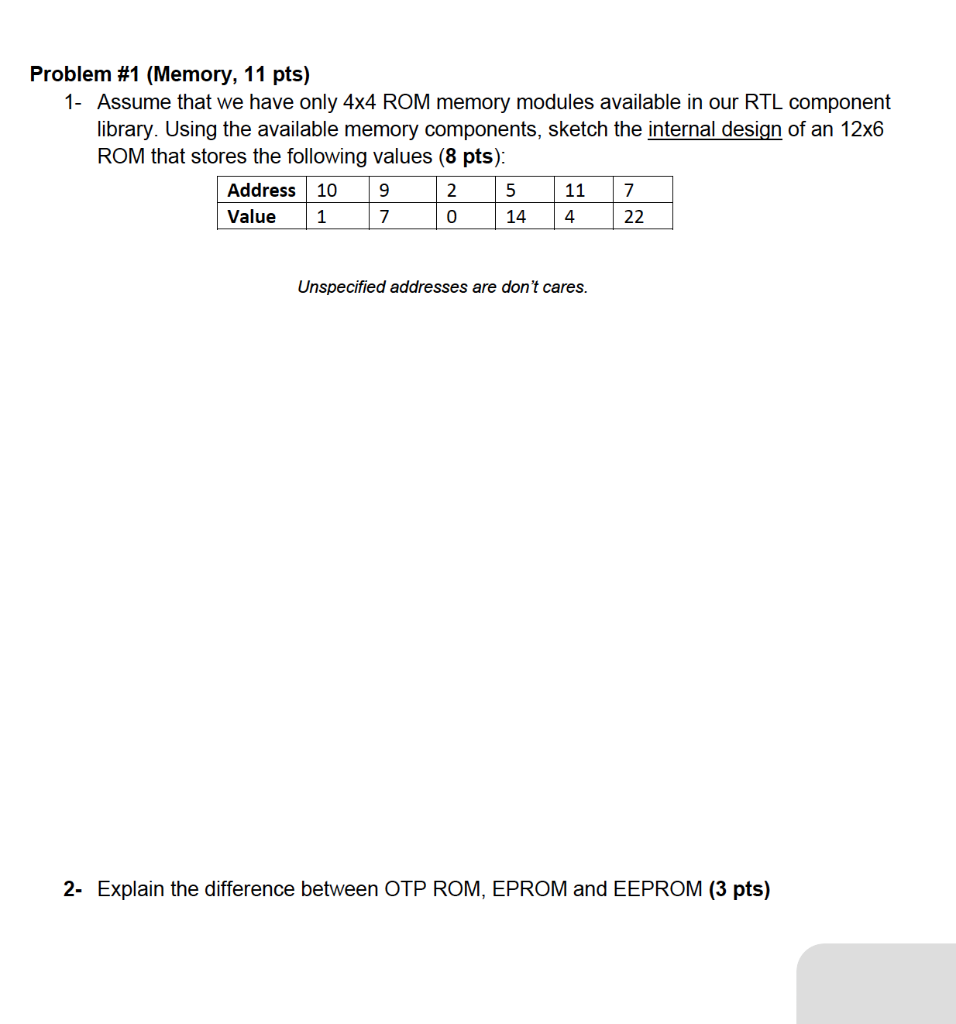 Solved Problem \#1 (Memory, 11 pts) 1- Assume that we have | Chegg.com