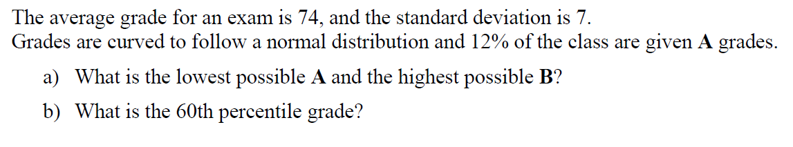 Solved: The Average Grade For An Exam Is 74, And The Stand... | Chegg.com
