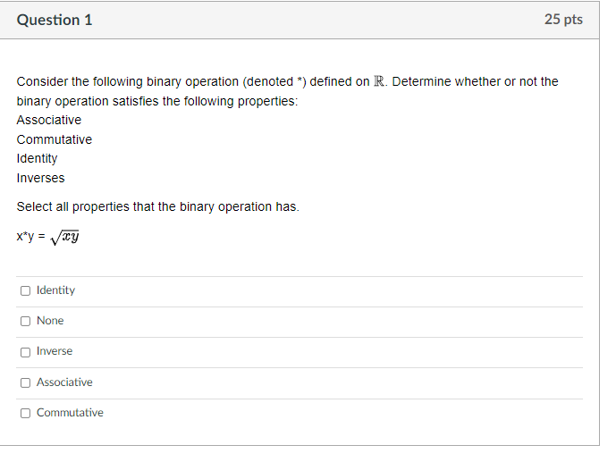 Solved Question 1 25 pts Consider the following binary | Chegg.com