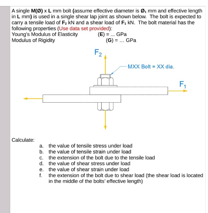 A single M(∅)×Lmm bolt (assume effective diameter is | Chegg.com