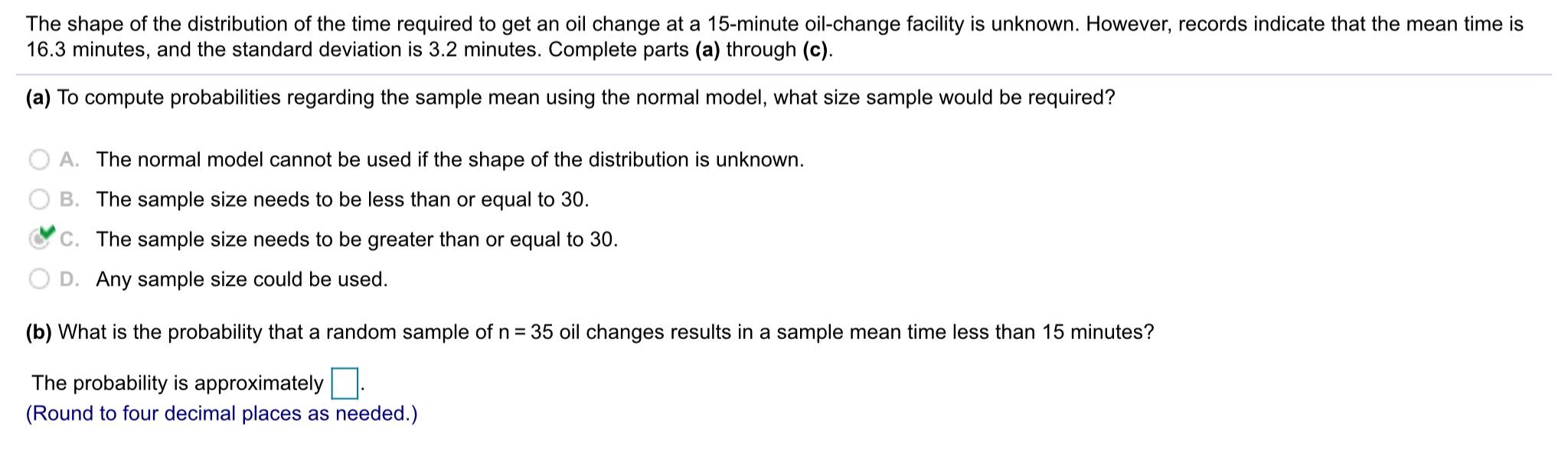 Solved The shape of the distribution of the time required to | Chegg.com