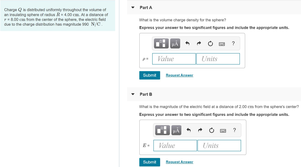 Solved Charge Q is distributed uniformly throughout | Chegg.com