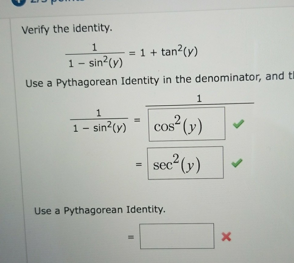 Solved Verify the identity. — = 1 + tana(y) 1 - sin2(y) Use | Chegg.com