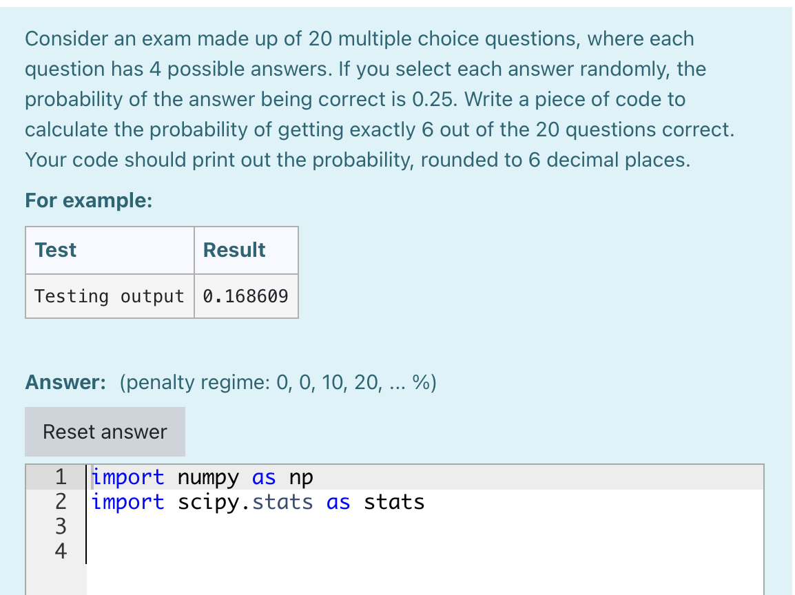 Solved Consider an exam made up of 20 multiple choice | Chegg.com