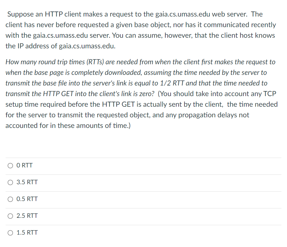 Solved Suppose an HTTP client makes a request to the | Chegg.com