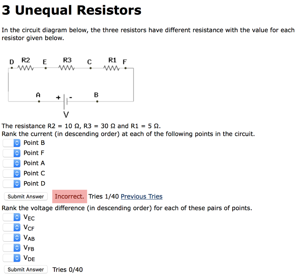 Solved 3 Unequal Resistors In the circuit diagram below, the | Chegg.com