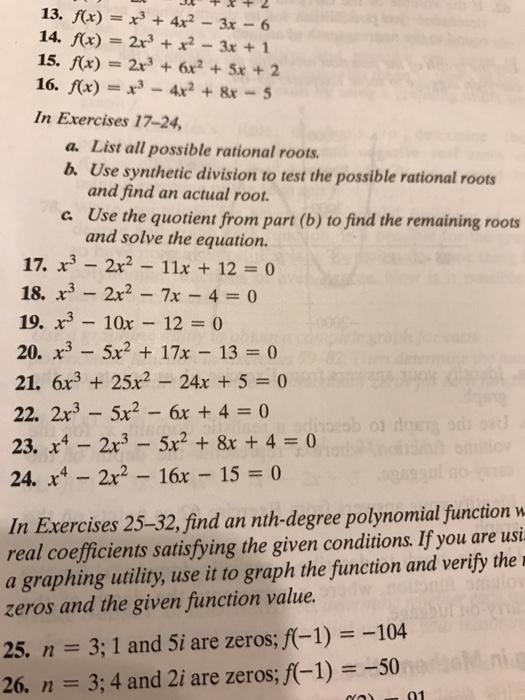 Solved List all possible rational zeros. Use synthetic | Chegg.com