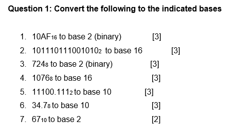 Solved Question 1: Convert the following to the indicated | Chegg.com