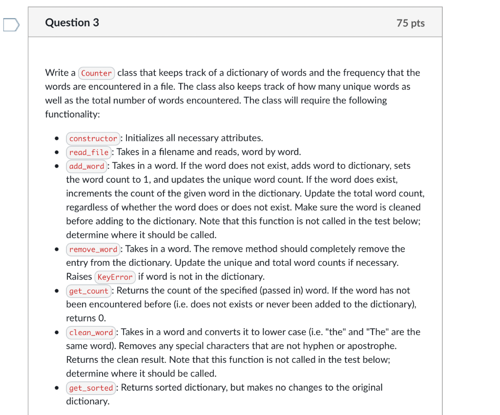 Solved Question 3 75 pts Write a Counter class that keeps | Chegg.com