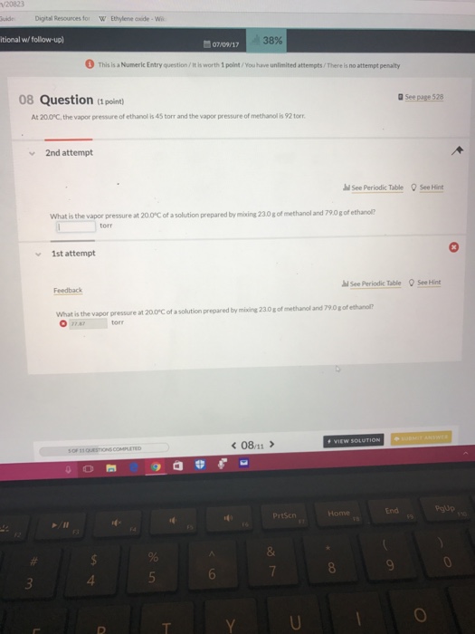Solved At 20.0 degree C the vapor pressure of ethanol is 45 | Chegg.com