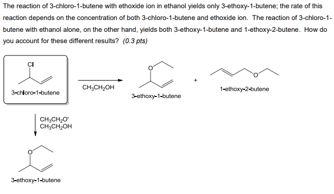 Solved The reaction of 3-chloro-1-butene with ethoxide ion | Chegg.com