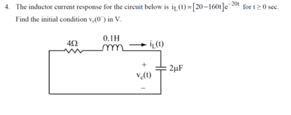 Solved 4. The inductor current response for the circuit | Chegg.com