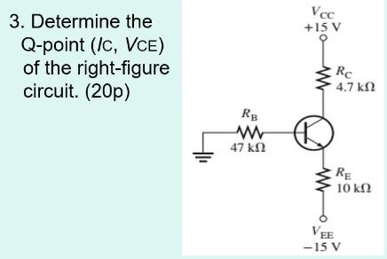 3. Determine the Q-point (/C, VCE) of the | Chegg.com