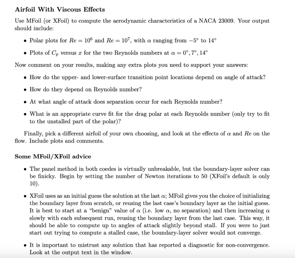 Airfoil With Viscous Effects Use MFoil (or XFoil) to | Chegg.com