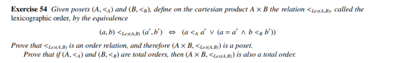 Solved Exercise 54 Given posets (A, | Chegg.com