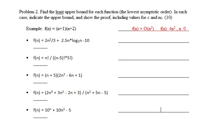 Solved Problem 2. Find the least upper bound for each | Chegg.com