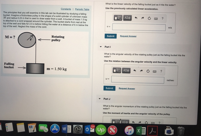 Solved What is the linear velocity of the falling bucket | Chegg.com