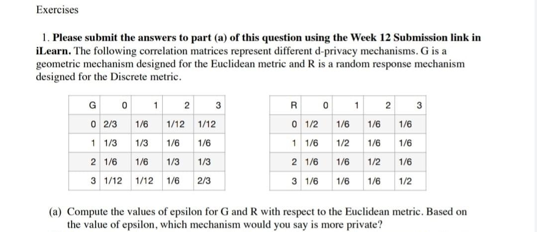 Solved 1. Please submit the answers to part (a) of this | Chegg.com