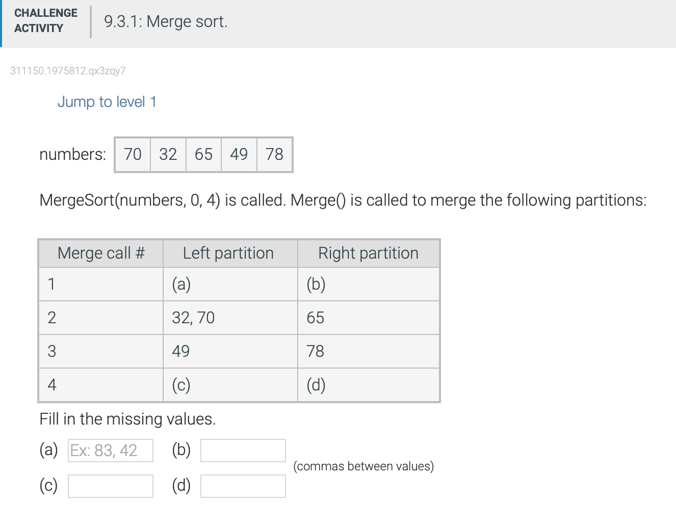 Solved CHALLENGE ACTIVITY 9.3.1: Merge sort. | Chegg.com
