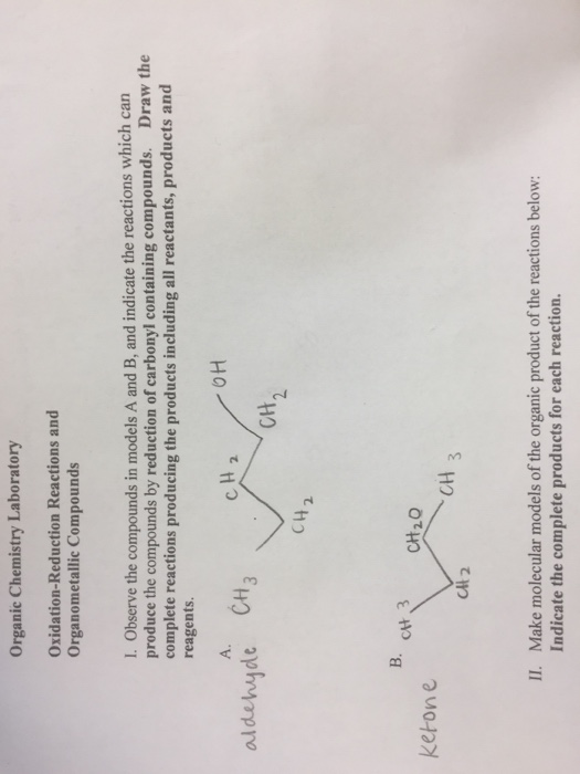 Solved Organic Chemistry Laboratory Oxidation-Reduction | Chegg.com