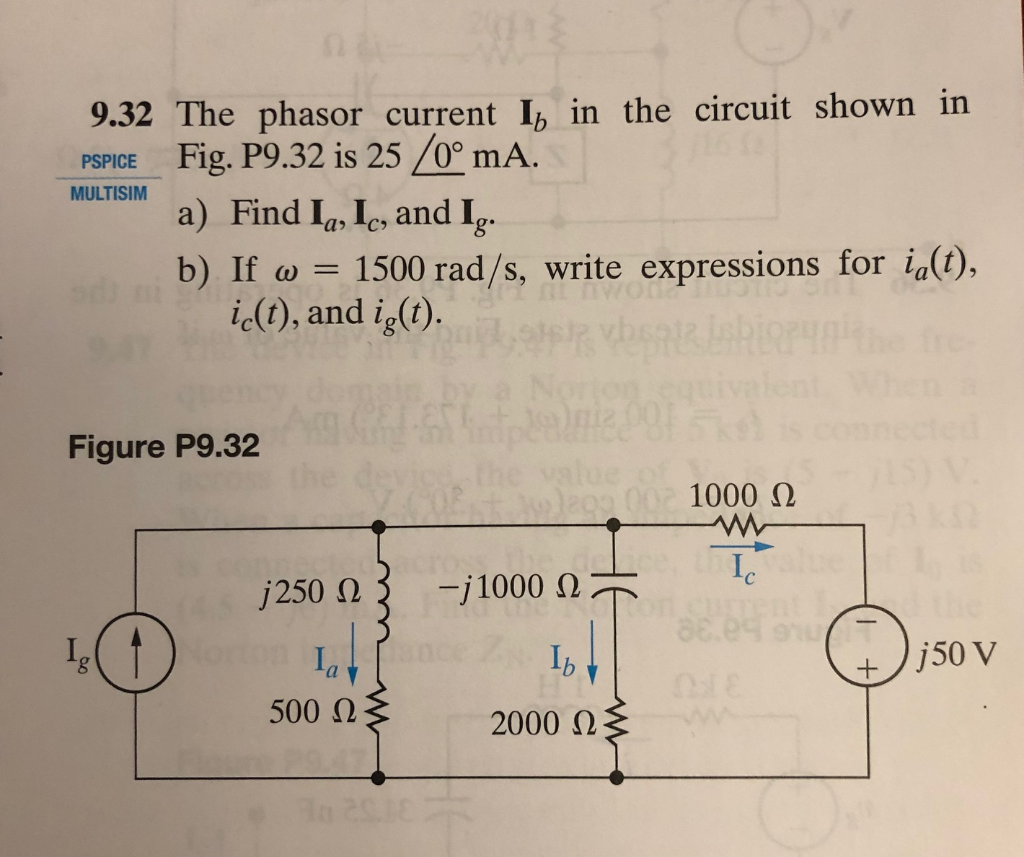Solved 9.32 The phasor current I, in the circuit shown in | Chegg.com