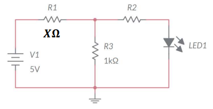 [Solved]: Consider the LED circuit below (shown in Fig. Q1)