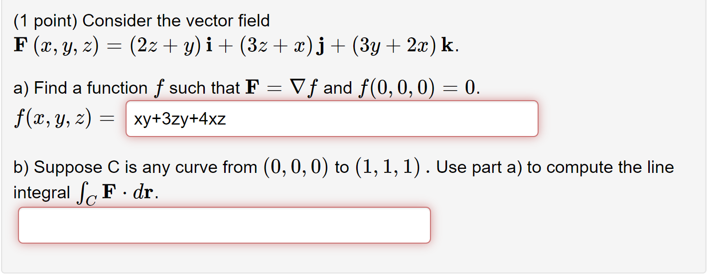 Solved (1 ﻿point) ﻿Consider the vector | Chegg.com