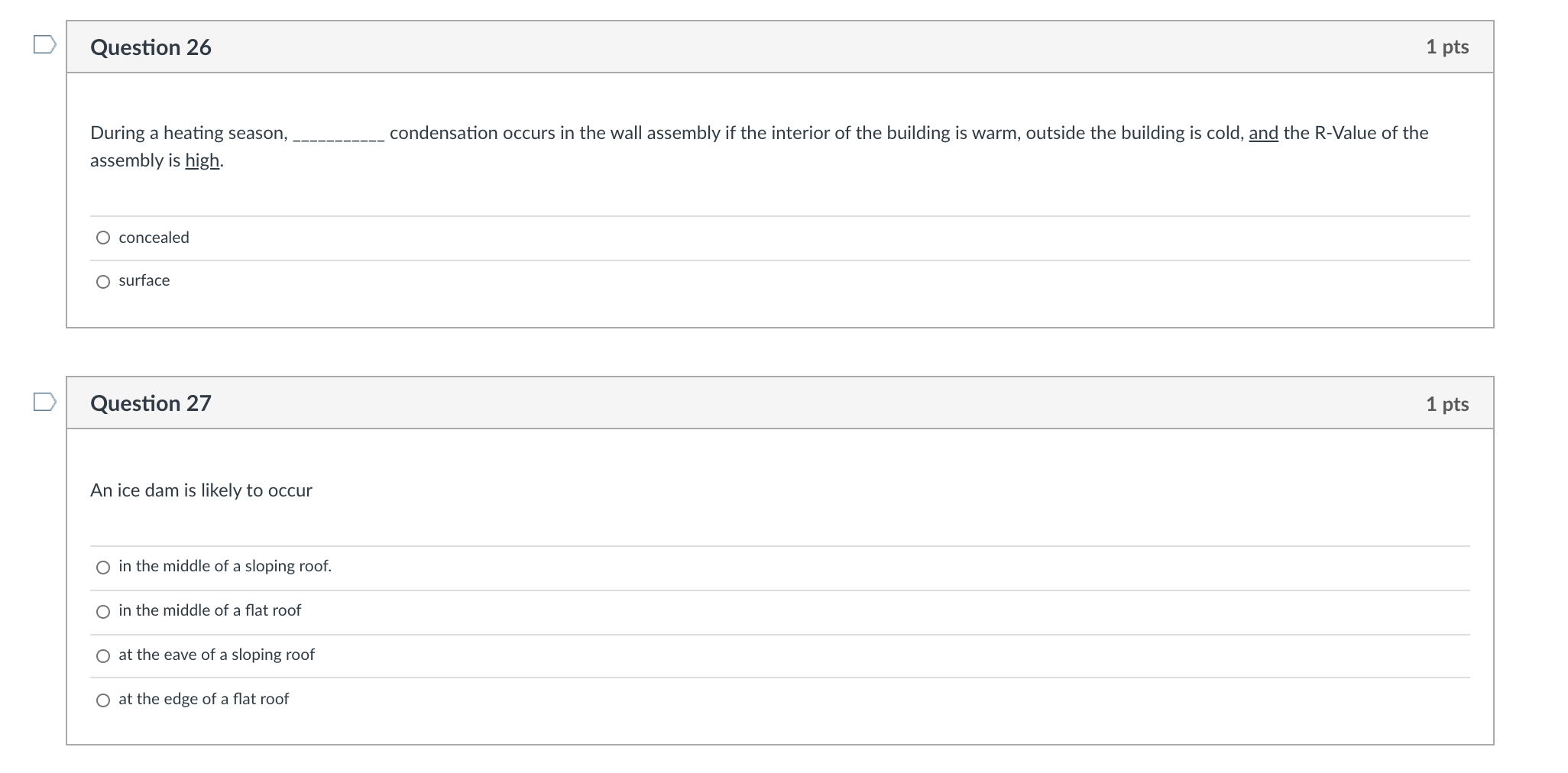 Solved U Question 26 1 pts condensation occurs in the wall | Chegg.com