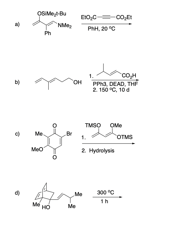 Solved OSiMezt-Bu EtO2C-=CO2Et a) NMez PhH, 20 °C Ph b) ОН. | Chegg.com