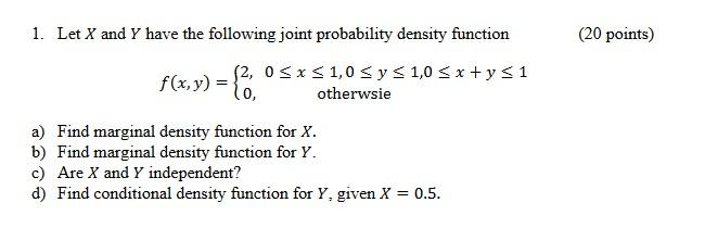 Solved Let 𝑋and 𝑌havethe following joint probability | Chegg.com