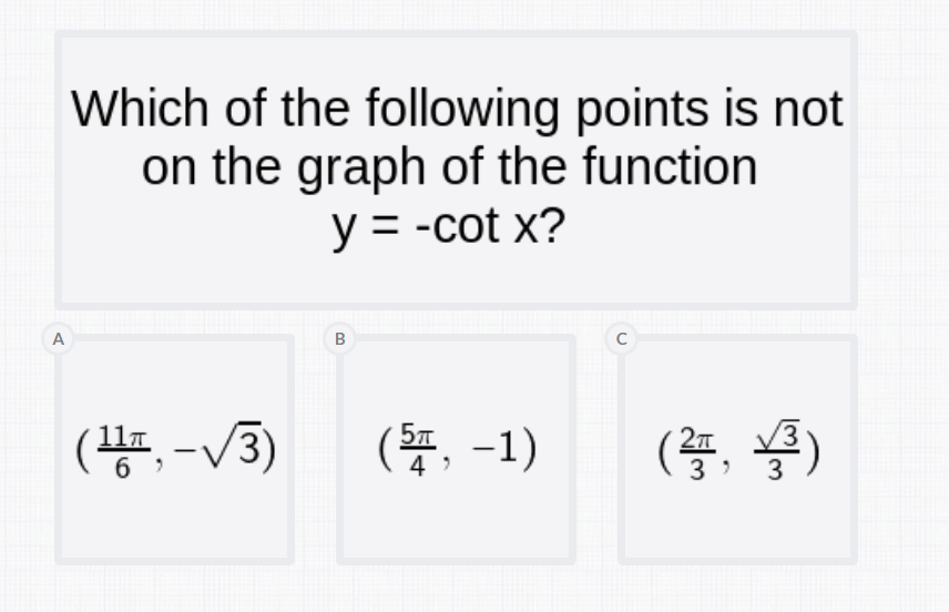 Solved Which of the following points is not on the graph of | Chegg.com