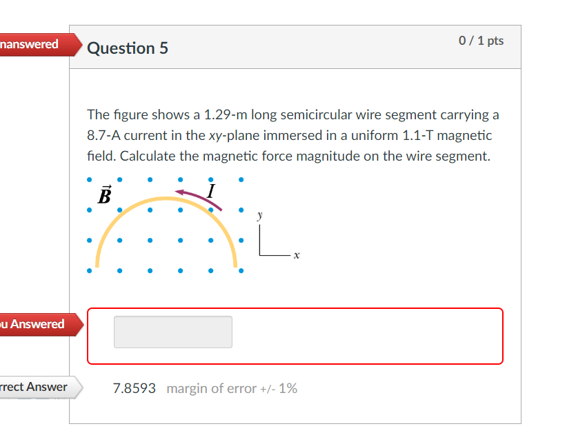 Solved The figure shows a 1.29-m long semicircular wire | Chegg.com