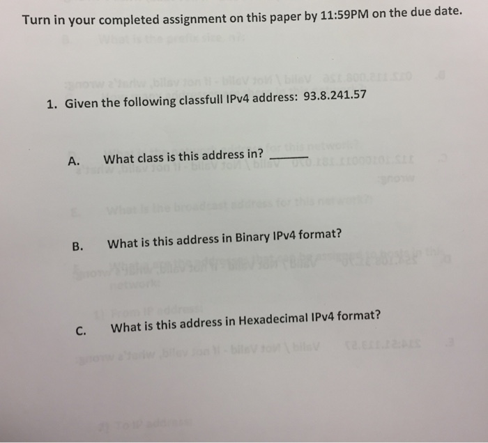 Solved Given the following classfull IPv4 address: | Chegg.com Solved Given the following classfull IPv4 address: | Chegg.com